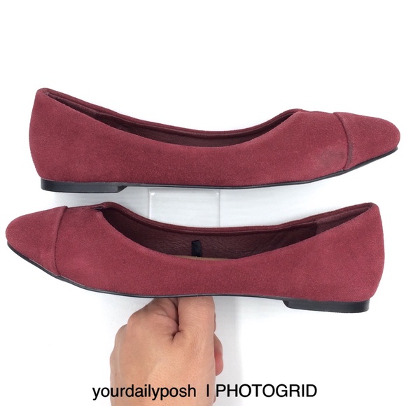 torrid | Shoes | Torrid Faux Suede Dark Red Cap Toe Ballet Flats 6 ...